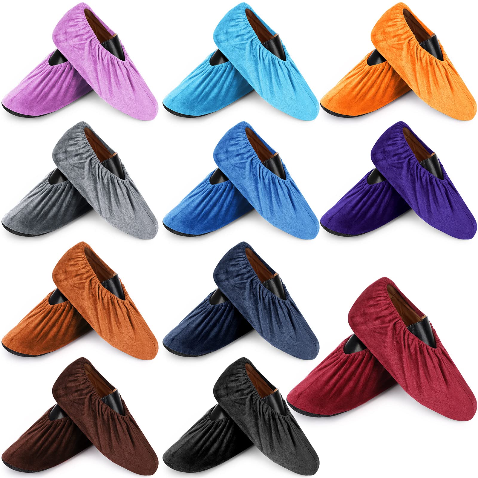 11 Pairs Reusable Non Slip Cloth Shoe Covers Washable Thickened Boot Shoe Covers for Indoors and Households, 11 Colors