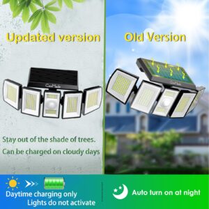 GeoMade Bright Solar Flood Lights Outdoor Waterproof Dusk to Dawn, Powered Security Spot Lighting, Motion Sensor Lamp for Yard Outside House Patio Backyard Porch Power 300 LED (5Head*2Pack)