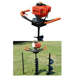 52cc gas powered earth auger post hole digger borer fence ground drill 4inch / 6inch / 8inch bits (52cc red)