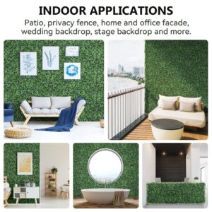 Yuego 12 Packs Grass Wall Boxwood Panels, 24" x 16" Artificial Green Topiary Hedge Plants for Privacy Fence Screen Sun Protected, Greenery Walls Backdrop for Indoor, Outdoor, Garden, Backyard Decor