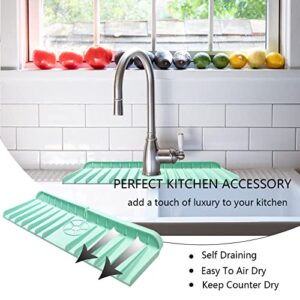 Wakdiz Silicone Sink Faucet Handle Drip Catcher Tray - Sink Splash Drain Drying Pad - Kitchen Faucet Sink Splash Guard - Faucet Mat for Kitchen Sink,Suitable for Kitchen, Bathroom, RV (Grey)