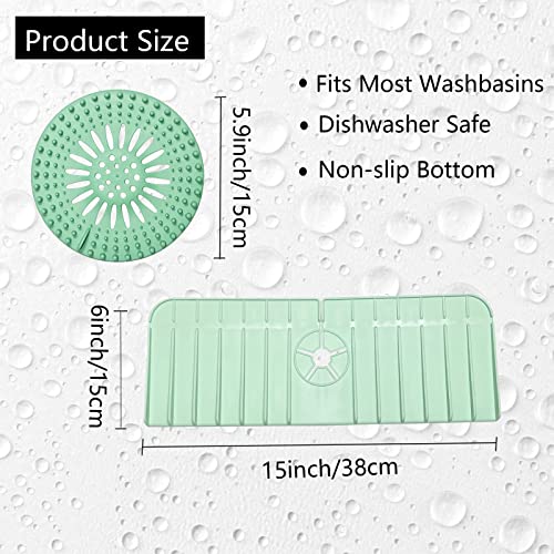 Wakdiz Silicone Sink Faucet Handle Drip Catcher Tray - Sink Splash Drain Drying Pad - Kitchen Faucet Sink Splash Guard - Faucet Mat for Kitchen Sink,Suitable for Kitchen, Bathroom, RV (Grey)