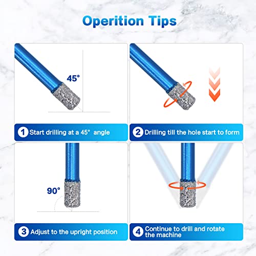 Diamond Core Drill Bit Set - BRSCHNITT Diamond Hole Saw Kit for Porcelain Tile Ceramic Marble Granite Drilling, 9pcs Diamond Drill Bits 6/8/10/20/25/32/35/50mm bits &1 3/8“ Chamfer bit