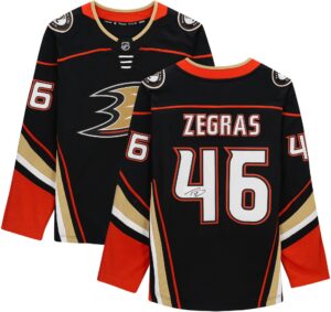 trevor zegras anaheim ducks autographed black fanatics breakaway jersey - autographed nhl jerseys