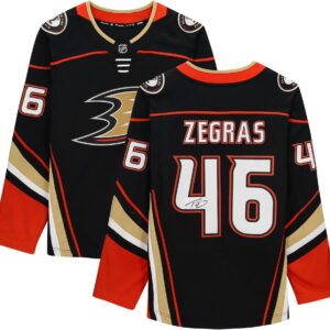 Trevor Zegras Anaheim Ducks Autographed Black Fanatics Breakaway Jersey - Autographed NHL Jerseys