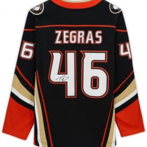 Trevor Zegras Anaheim Ducks Autographed Black Fanatics Breakaway Jersey - Autographed NHL Jerseys