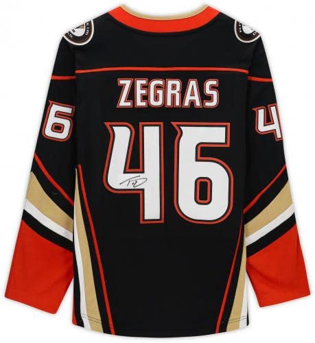 Trevor Zegras Anaheim Ducks Autographed Black Fanatics Breakaway Jersey - Autographed NHL Jerseys