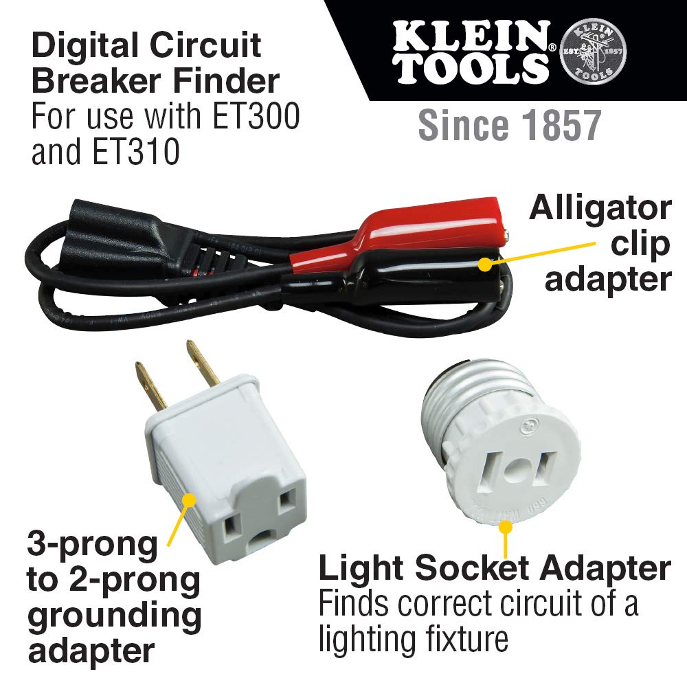 Klein Tools ET600 Multimeter, Megohmmeter Insulation Tester, 4000 Ohms Resistance, 125V/250V/500V/1000V & 69411 Circuit Breaker Finder Accessory Kit, Circuit Breaker Leads, Circuit Breaker Adapters