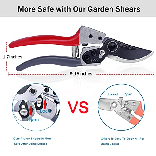 Kynup Garden Shears, Bypass Pruning Shears for Gardening, Tree Trimmers Secateurs, Hand Pruner, Gardening Shears, Clippers For The Garden, Bonsai Cutters, Loppers (Black)