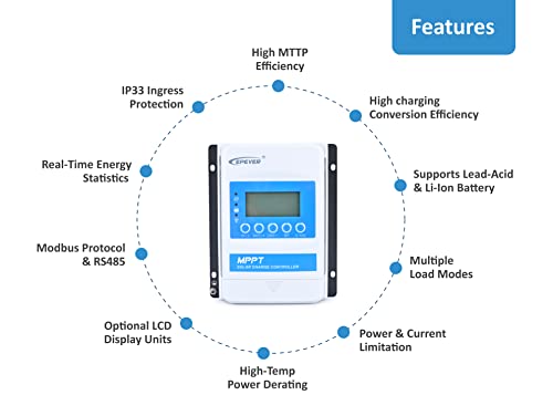 EPEVER XTRA1210N Series MPPT Solar Charge Controller, 10A Max Charge/Discharge, High-Efficiency Energy Conversion, Ideal for Off-Grid PV Systems