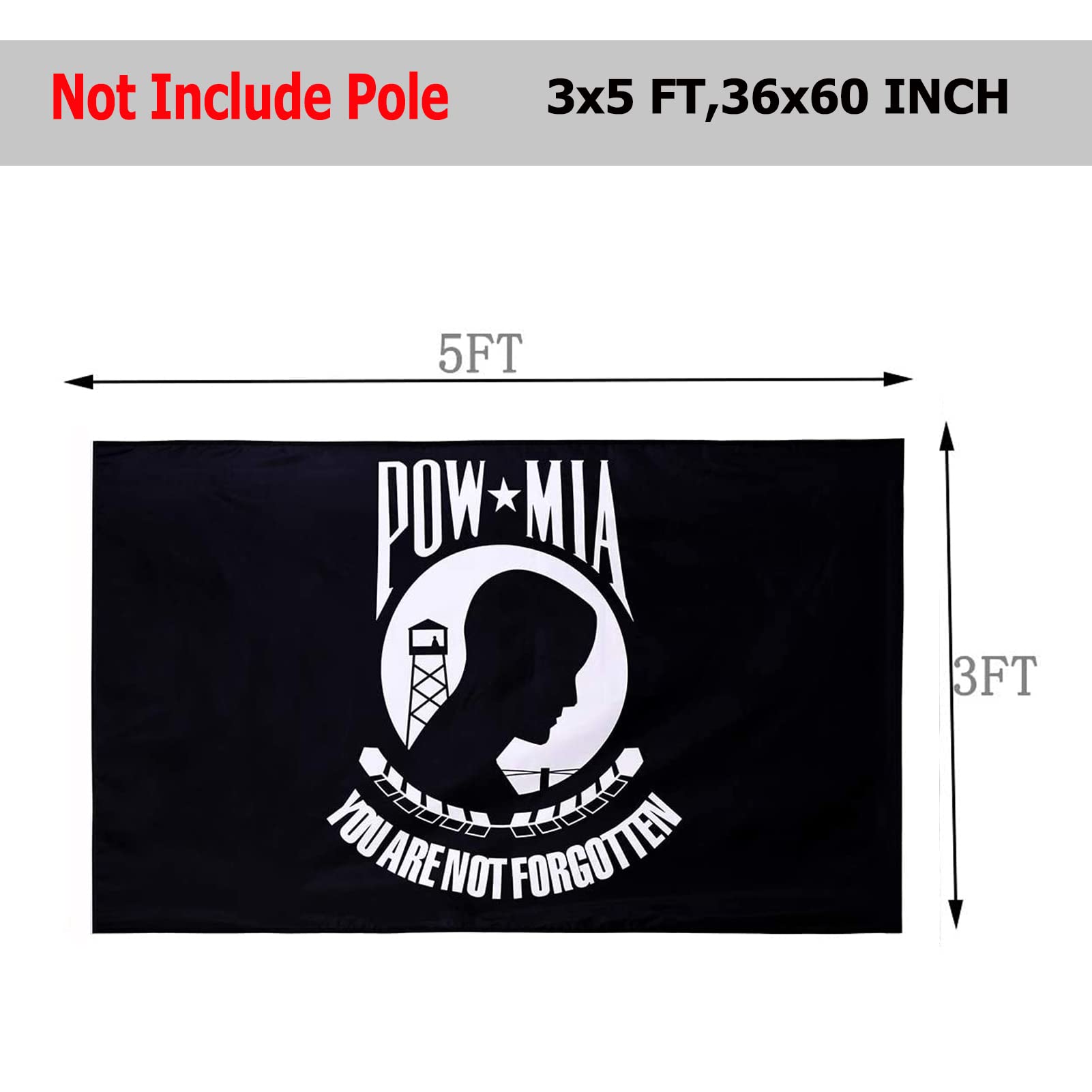 Mia Pow Flag 3x5 Outdoor Double Sided Made In USA-Black You are Not Forgotten Prisoner of War Military Flags Heavy Duty 3 Ply Fade Resistant for Outside Outdoor Indoor