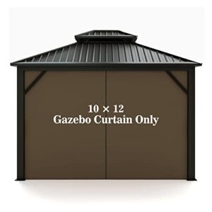 gazebo universal replacement privacy curtain – hugline 10' x 12' gazebo side wall outdoor privacy panel with zipper (brown)