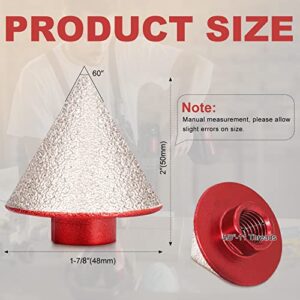 Diamond Beveling Chamfer Bit, Magsoar Diamond Countersink Drill Bits for Enlarging Beveling Trimming Existing Holes, 1-7/8" (48mm) Dia x 5/8"-11 Threads for Angle Grinder, Suitable for Ceramic Granite Marble Tile