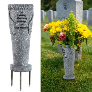 mibung cemetery grave vase with ground spikes, angel wings vase for fresh/artificial flowers, floral holder headstone decorations grave marker memorial stone garden yard stake, sympathy gift