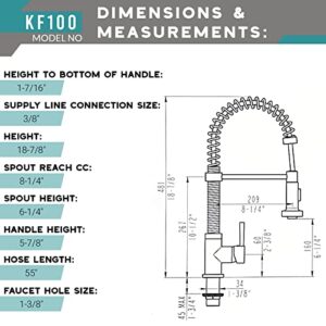 Strictly Sinks Kitchen Faucet with Pull Out Sprayer - Contemporary Design Single Handle High Arc Spring Faucet–Dual Function Kitchen Spring Faucet with 360° Swivel Spout (Gold)