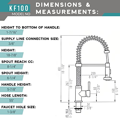 Strictly Sinks Kitchen Faucet with Pull Out Sprayer - Contemporary Design Single Handle High Arc Spring Faucet–Dual Function Kitchen Spring Faucet with 360° Swivel Spout (Gold)