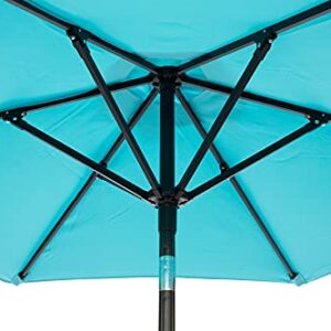 SUNA OUTDOOR 7Ft Patio Market Umbrella Outdoor Table Umbrellas Push Up with 6 Sturdy Ribs, Adjustable Height and Tilt Pole, Easy Push Up Open, for Garden Deck Commercial, Blue