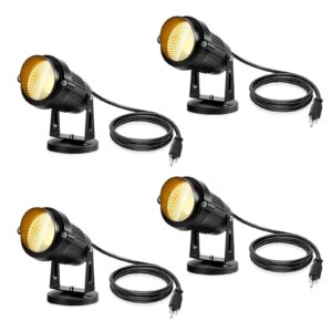 lemonbest landscape lights - 5w 110v outdoor spotlight - waterproof ip65-3000k warm white led landscape lights - 5ft cable for yard garden patio driveway house (no spike) (4 pack)