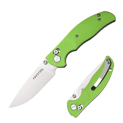 FXFSTEEL Folding Knife D2 Blade and G10 Handle, Small Pocket Knife with Axis Lock Ball Bearing Assisted Opening Multitool for Outdoor, Survival, Hunting and Camping EDC Knife with Clip