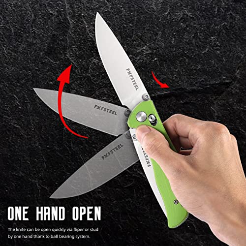 FXFSTEEL Folding Knife D2 Blade and G10 Handle, Small Pocket Knife with Axis Lock Ball Bearing Assisted Opening Multitool for Outdoor, Survival, Hunting and Camping EDC Knife with Clip