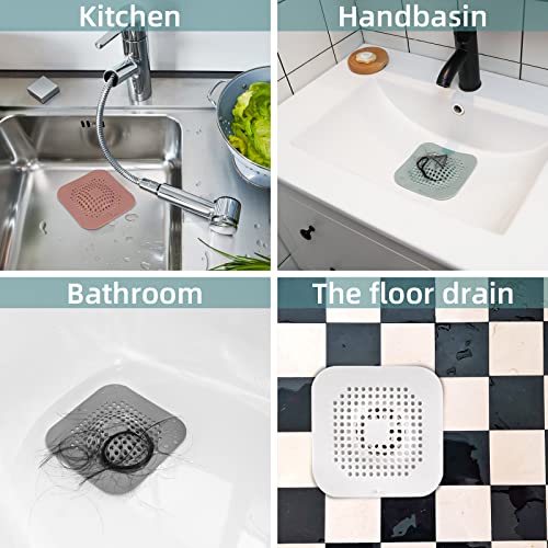 Shower Hair Drain Cover, Convex Catchers for Kitchen Hair Stopper with Suction Cup 4 Pack , Easy to Install Suit for Bathroom,Bathtub,Kitchen