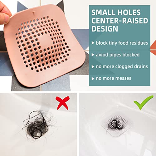 Shower Hair Drain Cover, Convex Catchers for Kitchen Hair Stopper with Suction Cup 4 Pack , Easy to Install Suit for Bathroom,Bathtub,Kitchen