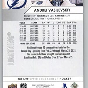 2021-22 Upper Deck #165 Andrei Vasilevskiy Tampa Bay Lightning Series 1 NHL Hockey Base Trading Card