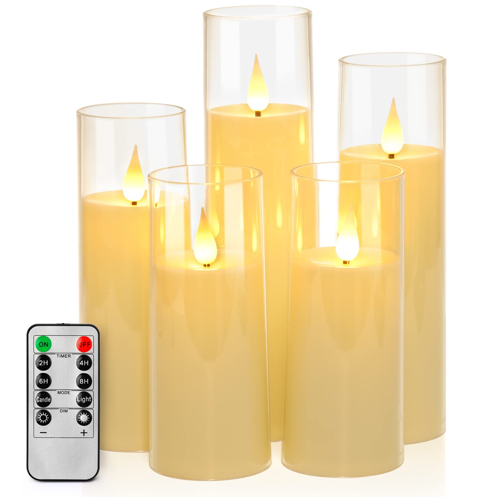 DALANG Flameless Candles,Battery Operated LED Candles Ideal for Halloween, Christmas,Home Decor,Home Party Wedding Indoor Outdoor,White2.2X5“5”6“7”8“H