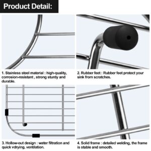 ARLBA 2 Pack 304 Stainless Steel Sink Protectors for Kitchen Sink with Rear Drain Hole,13.2"x11.5"x1.25" Kitchen Sink Grid Universal,Sink Grate Sink Rack for Bottom of Sink with 2Pack Sink Strainers