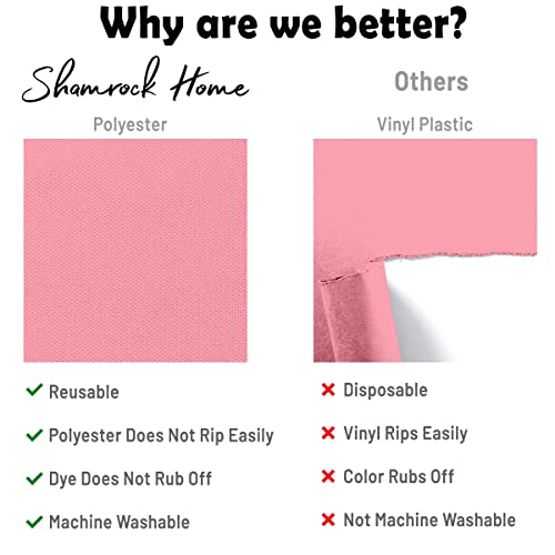 Shamrock Home 6ft Fitted Tablecloth Elastic Rectangle Table Cover, Table Cloth, Fitted Table Covers for 6 Foot Tables, Picnic Table Cover Indoor Outdoor, Washable 72x30 inch, Pink