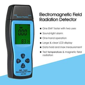 EMF Meter,Handheld Electromagnetic Field Tester, Radiation Meter, 0～2000mG/0～200μT, 0.1μT Resolution, 30Hz～300Hz, for Home Appliances, Power Lines and Industrial Equipments