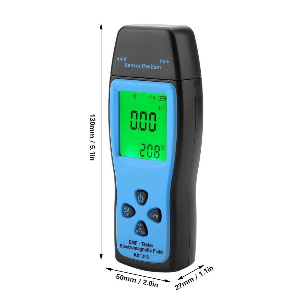 EMF Meter,Handheld Electromagnetic Field Tester, Radiation Meter, 0～2000mG/0～200μT, 0.1μT Resolution, 30Hz～300Hz, for Home Appliances, Power Lines and Industrial Equipments