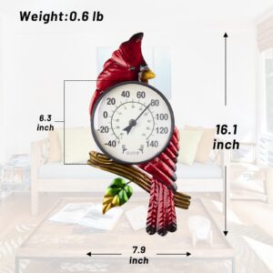 MUMTOP Indoor Outdoor Thermometer, Cardinal Large Number Wall Mounted Thermometer for Patio, Yard, Garden