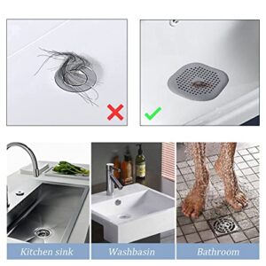 2 Pack Drain Hair Catcher-Durable Silicone Shower Drain Cover Hair Catcher,Hair Catcher with Suction Cups,Can Be Used in Kitchen,Shower,Tub,Washing Machine (Grey+Black)