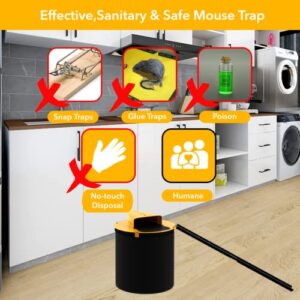 You Will RID of Pesky Rodents-Improved Flip N Slide Lid Bucket Mouse Trap-High Catch Rate-DUROWARES-Humane or Lethal-Indoor-Outdoor-Auto Reset-Concealed & Sanitary Mice Rats Control-No Direct Contact