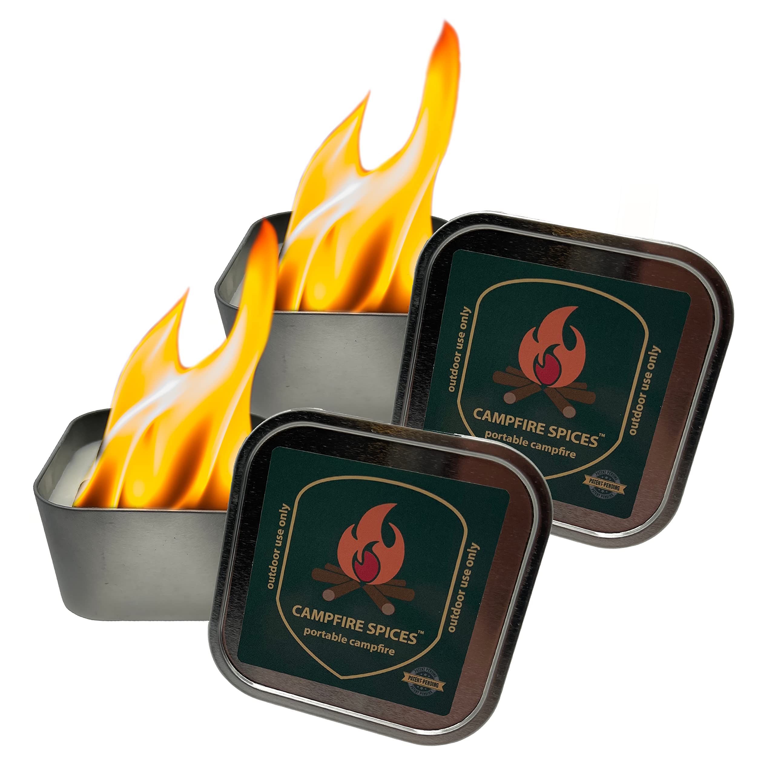 2 Pack Campfire Spices Portable Campfire Bonfire | Mini Fire Pit | Portable Fire Pit| Easy to Light - Easy to Extinguish | Eco-Friendly | 3-5 Hour Burn Time | Made in California USA