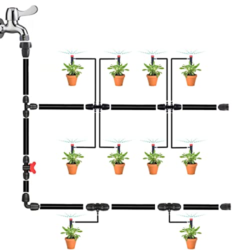 La Farah Drip Irrigation Fittings Kit for 1/2 Inch Tubing -18 Pieces Set- 3 Tees,3 Switch Valves,3 T Connectors,2 Elbows,3pcs 1/2" to 1/4" tubing Reducers,4 End Cap, Barbed Locked Nuts Connectors