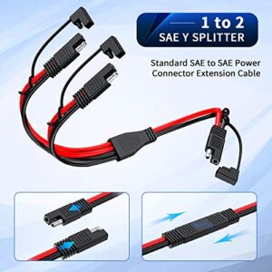 ELECTOP 10AWG SAE Y Splitter Cable SAE Quick Disconnect Connector, 1 to 2 SAE to SAE Extension Cable 2-Way Wire Splitter, SAE DC Power Automotive Adapter Cable SAE Plug for Solar Panel Battery Charger