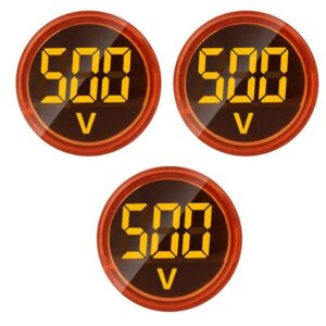 szliyands 3pcs digital display ac voltage indicator, 22mm round head led voltage tester ac50~500v voltmeter monitor (yellow)