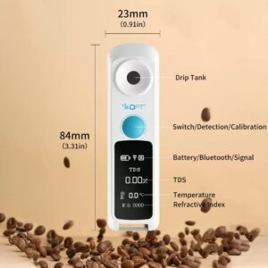 DiFluid Brix Refractometer with ATC for Coffee Digital Coffee Refractometer Range 0-26% +/-0.03% Accuracy