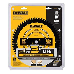 dewalt table saw blade, 10 in, 60 tooth, fine finish, ultra sharp carbide (dwa11060)