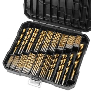 230 pcs titanium coated twist drill bit set, 4241 hss 135° tip metric drill bits size from 1.0-10mm for metalworking, woodworking, plastic hole drilling