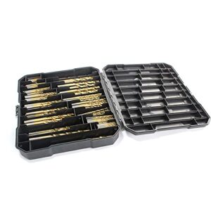 230 Pcs Titanium Coated Twist Drill Bit Set, 4241 HSS 135° Tip Metric Drill Bits Size from 1.0-10mm for Metalworking, Woodworking, Plastic Hole Drilling