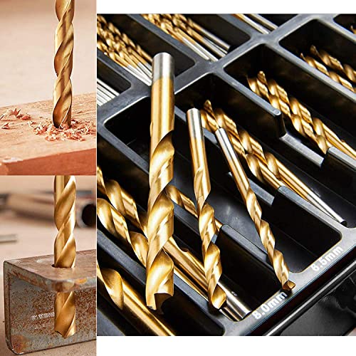 230 Pcs Titanium Coated Twist Drill Bit Set, 4241 HSS 135° Tip Metric Drill Bits Size from 1.0-10mm for Metalworking, Woodworking, Plastic Hole Drilling