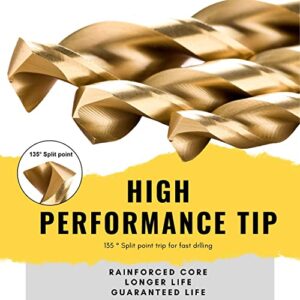 230 Pcs Titanium Coated Twist Drill Bit Set, 4241 HSS 135° Tip Metric Drill Bits Size from 1.0-10mm for Metalworking, Woodworking, Plastic Hole Drilling