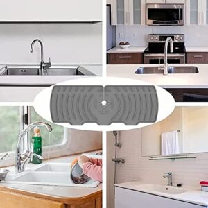 Silicone Faucet Handle Drip Catcher Tray，Sink Mat、Sink Protectors for Kitchen Sink Accessories Sponge Holder,Drip Protector Splash Countertop,Bathroom Faucet Accessories Drying Pad (Gray 1PCS)