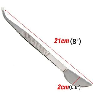 Cynamed Bonsai Gardening Tweezer with Blade Spatula 8-1/4in (210mm) Stainless Steel for Micro Landscape, Diamond Painting, Electronic Components (Stainless Steel, Straight Blade)