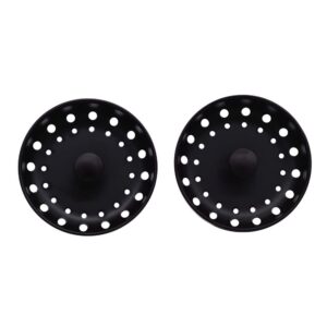 westbrass d214s-2p-62 3-1/2" standard stainless steel post style large kitchen sink basket strainer drain stopper, 2 pack, matte black