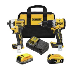 dewalt 20v max xr cordless hammer drill driver and impact drive combo kit, batteries and charger included (dck249e1m1)