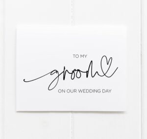 to my groom on our wedding day card from bride black and white modern wedding